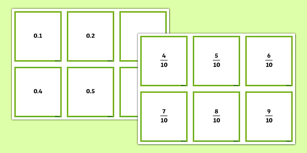 Decimal Equivalents for Tenths Matching Cards - Twinkl