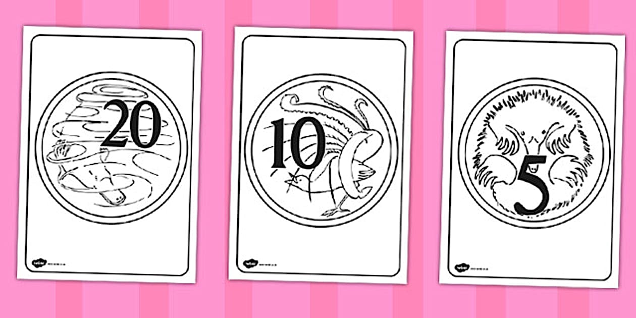 Australian Coins Colouring Sheets - Twinkl