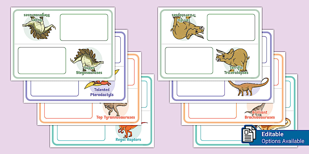 Editable Dinosaur Table Name Signs (Hecho por educadores)