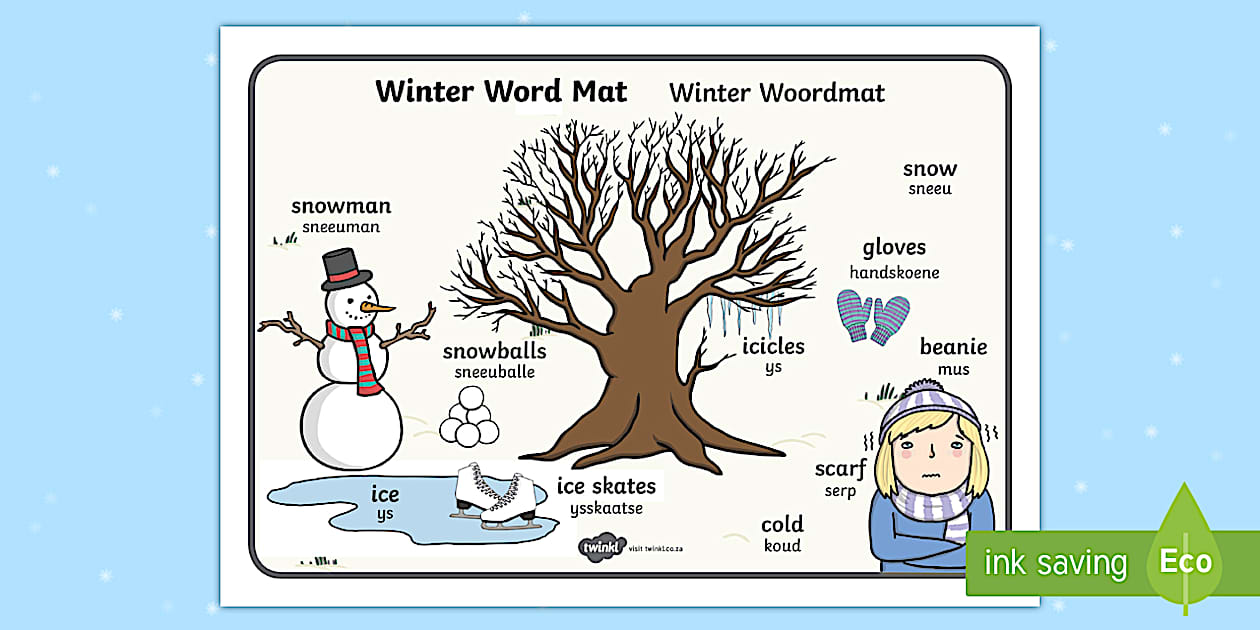 Foundation Phase FAL Winter Scene Word Mat English/Afrikaans (CAPS Aligned)