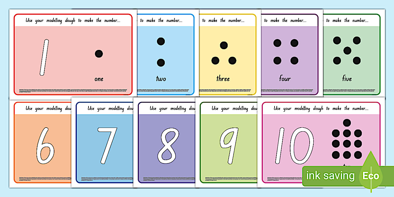 Simple Number (1-10) Modelling Dough Mats (teacher made)