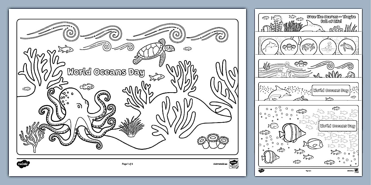 World Oceans Day Colouring Sheets - Twinkl