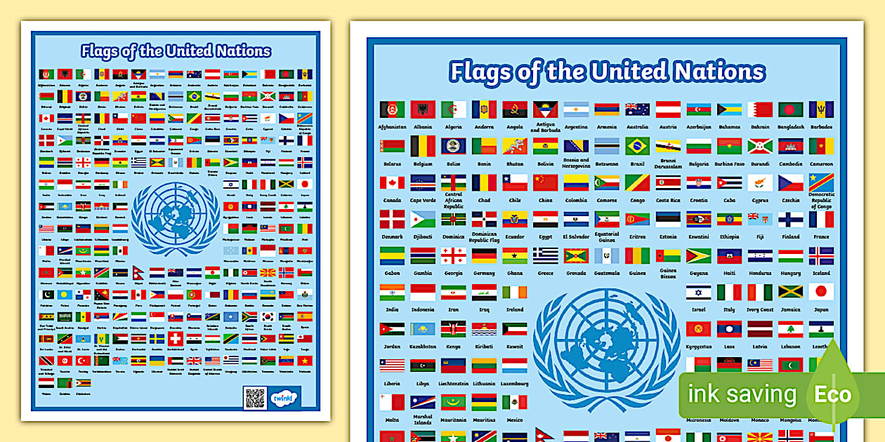 United Nations Countries' Flags (Poster) | Grades 2 - 6 | Twinkl