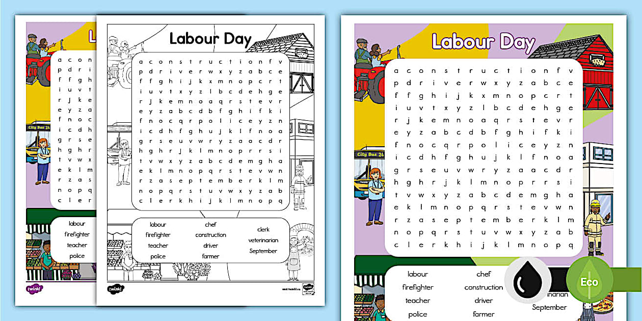 Canada Labour Day Word Search Puzzle | Twinkl CA - Twinkl