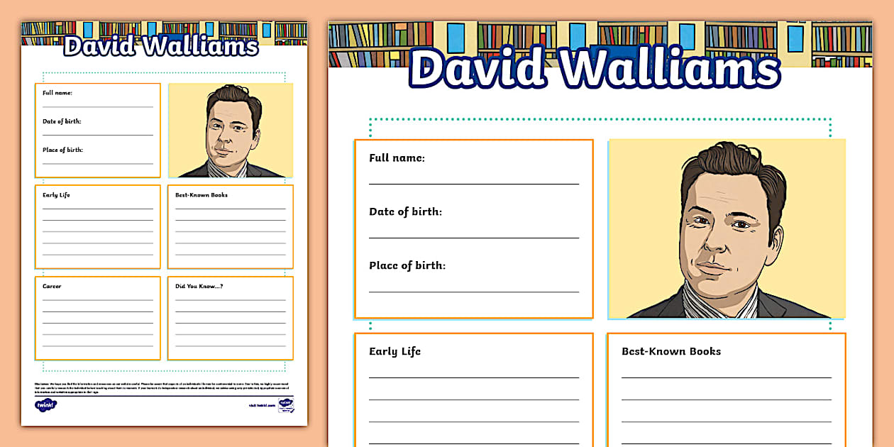David Walliams Fact File Template (teacher made) - Twinkl