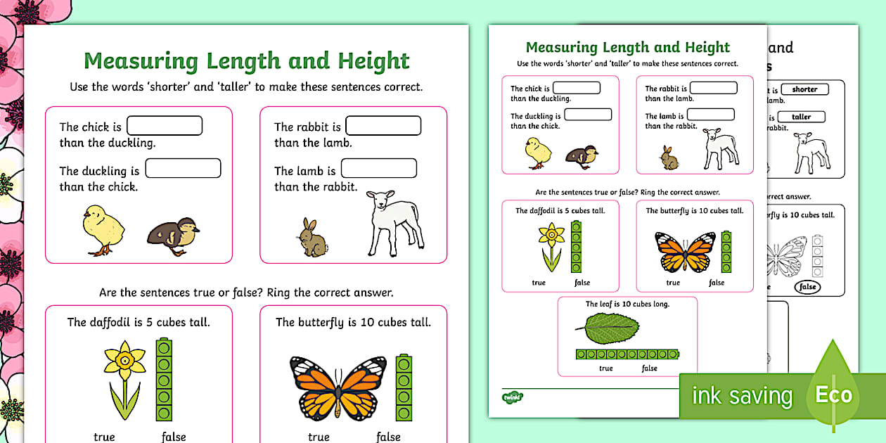 Spring-Themed Measuring Worksheet | Primary (teacher made)