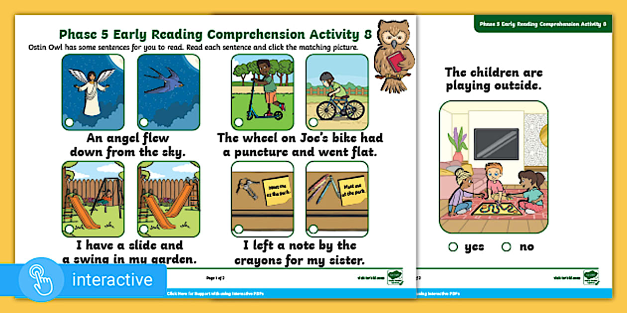 Interactive PDF: Phase 5 Early Reading Comprehension Activity 8