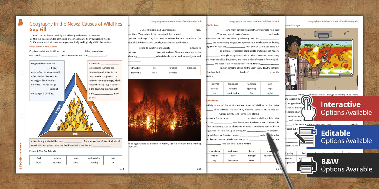 Geography in the News: Causes of Wildfires Gap Fill | Beyond