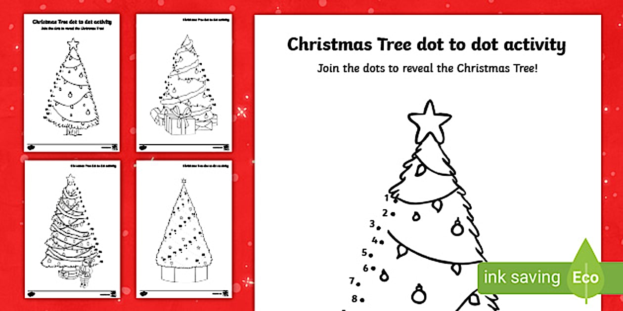 Christmas Tree Dot to Dot Activity Sheets - Twinkl