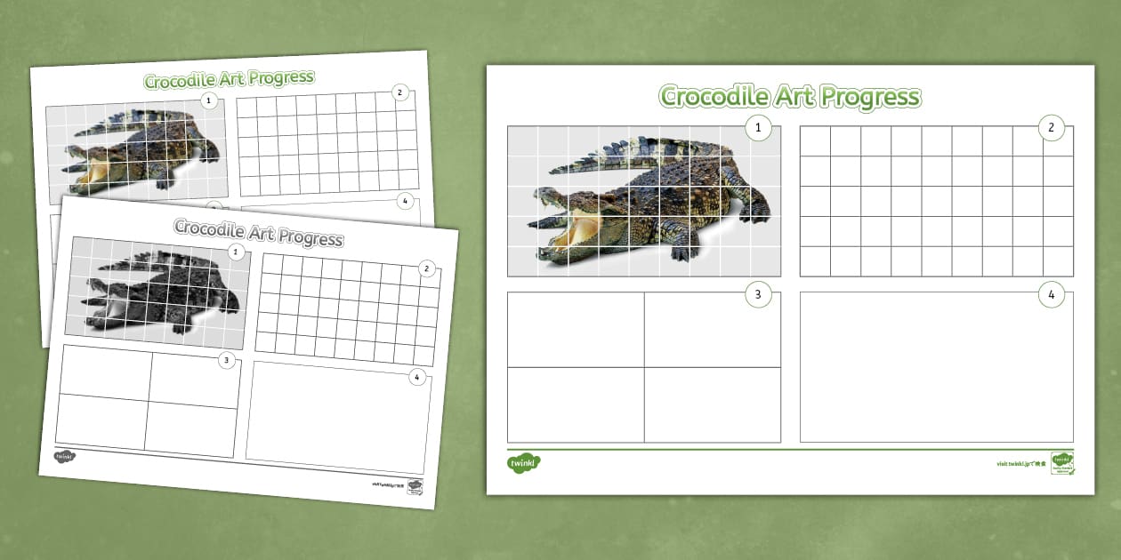 Crocodile Drawing Art Progress Template (teacher made)