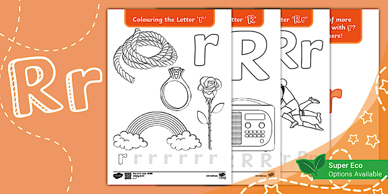 Letter R Coloring Pages (Teacher-Made) - Twinkl