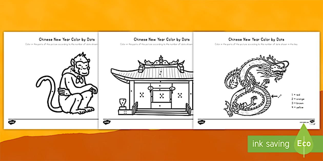 Chinese New Year Color by Dots Pack for Kids | Twinkl USA