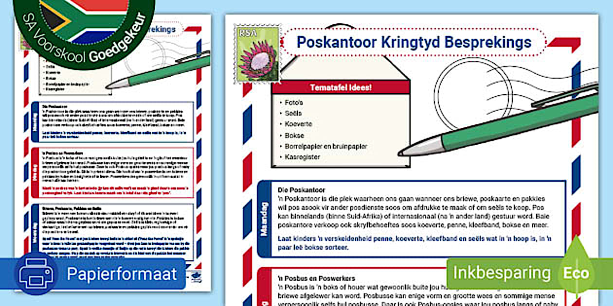 Poskantoor Kringtyd Besprekingsbladsye (Teacher-Made)