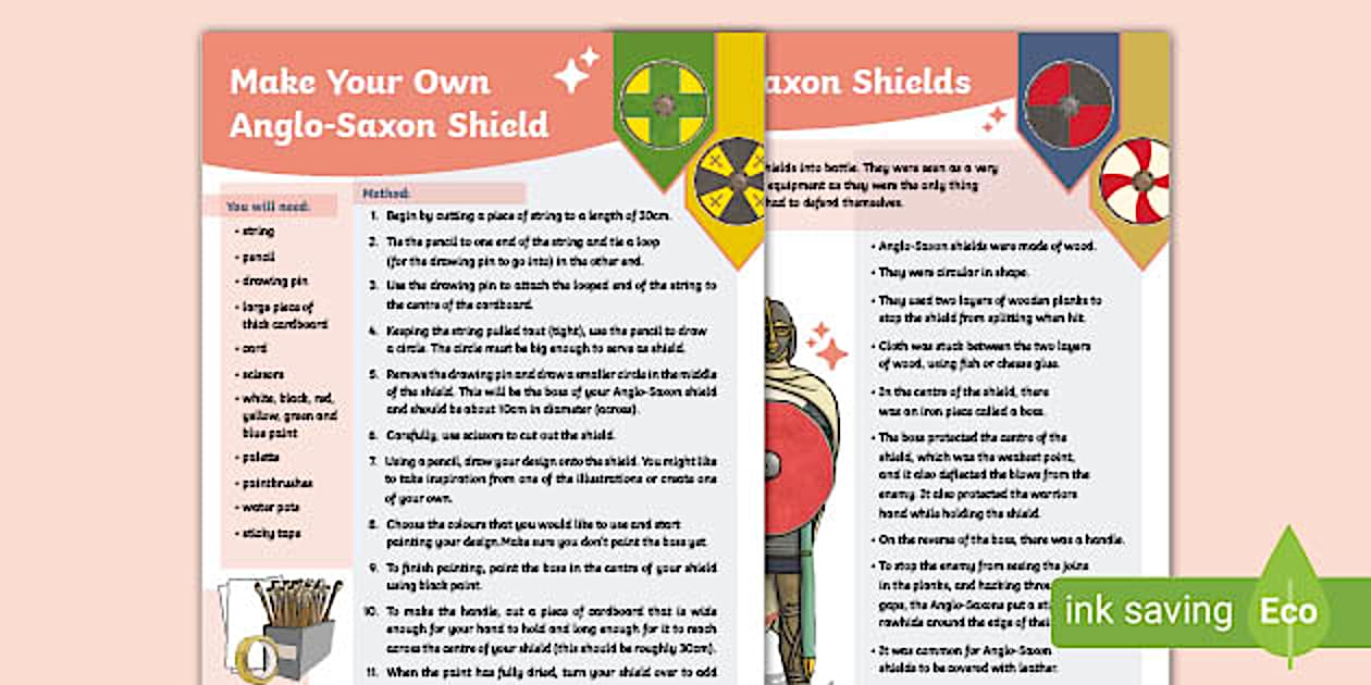 Anglo-Saxon Shield Activity - KS2 (teacher made) - Twinkl