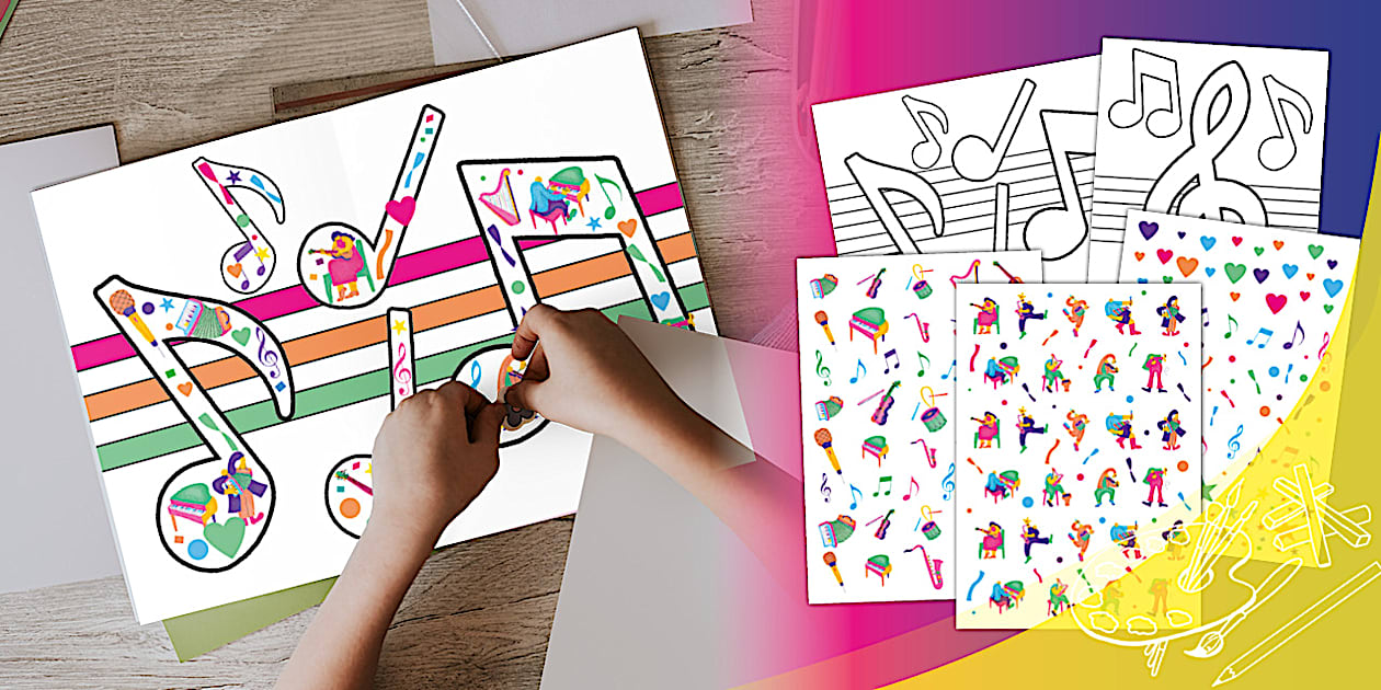 Music Notes Collage Activity Pack | Twinkl Art Gallery