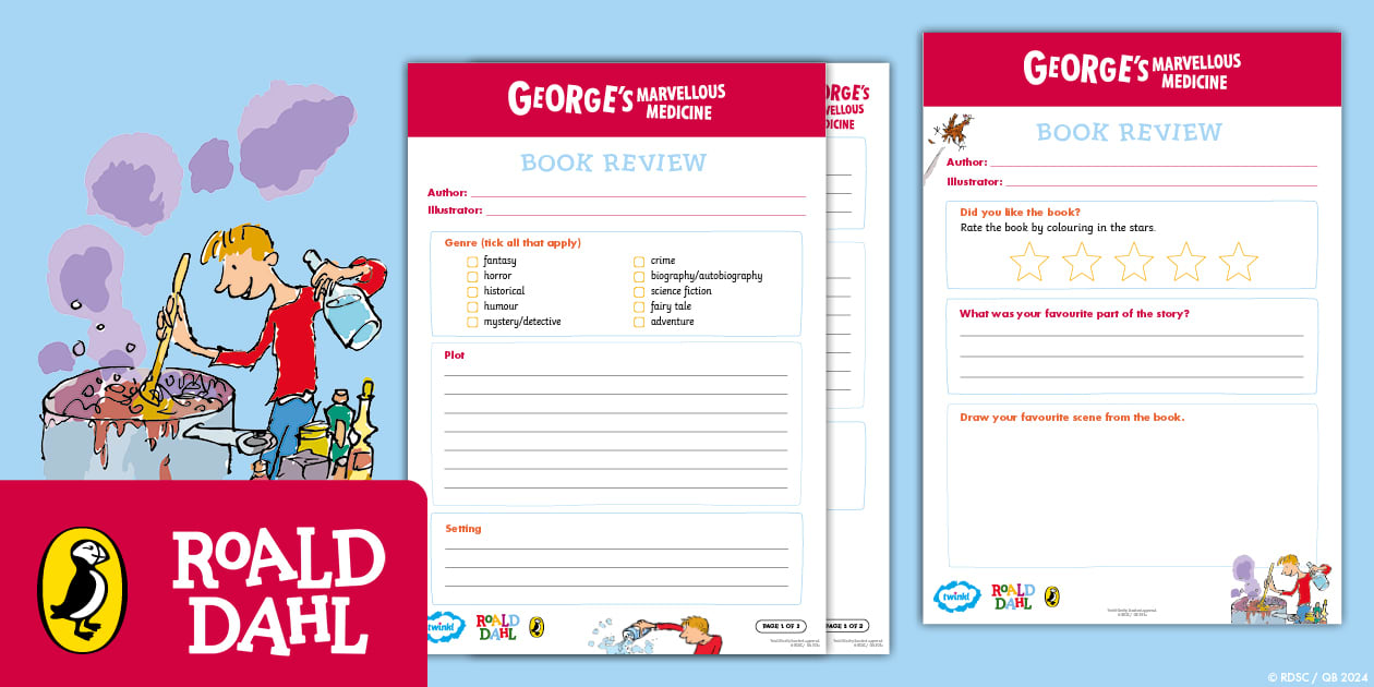 FREE! - ‘George’s Marvellous Medicine’ Book Review Template | Twinkl