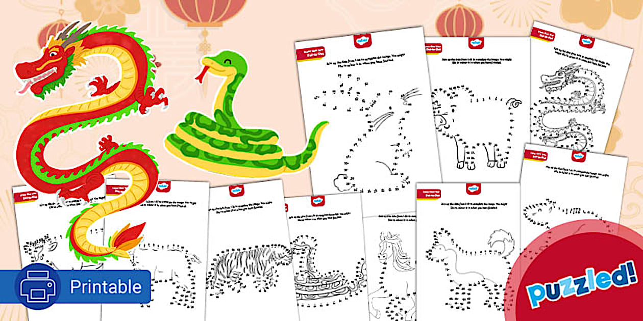 Lunar New Year Dot to Dot Ultimate Puzzle Pack | Twinkl Puzzled