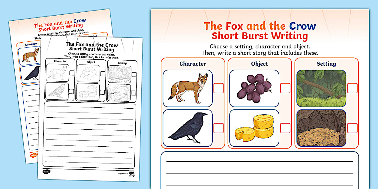 The Fox and the Crow Short Burst Writing Template - Twinkl