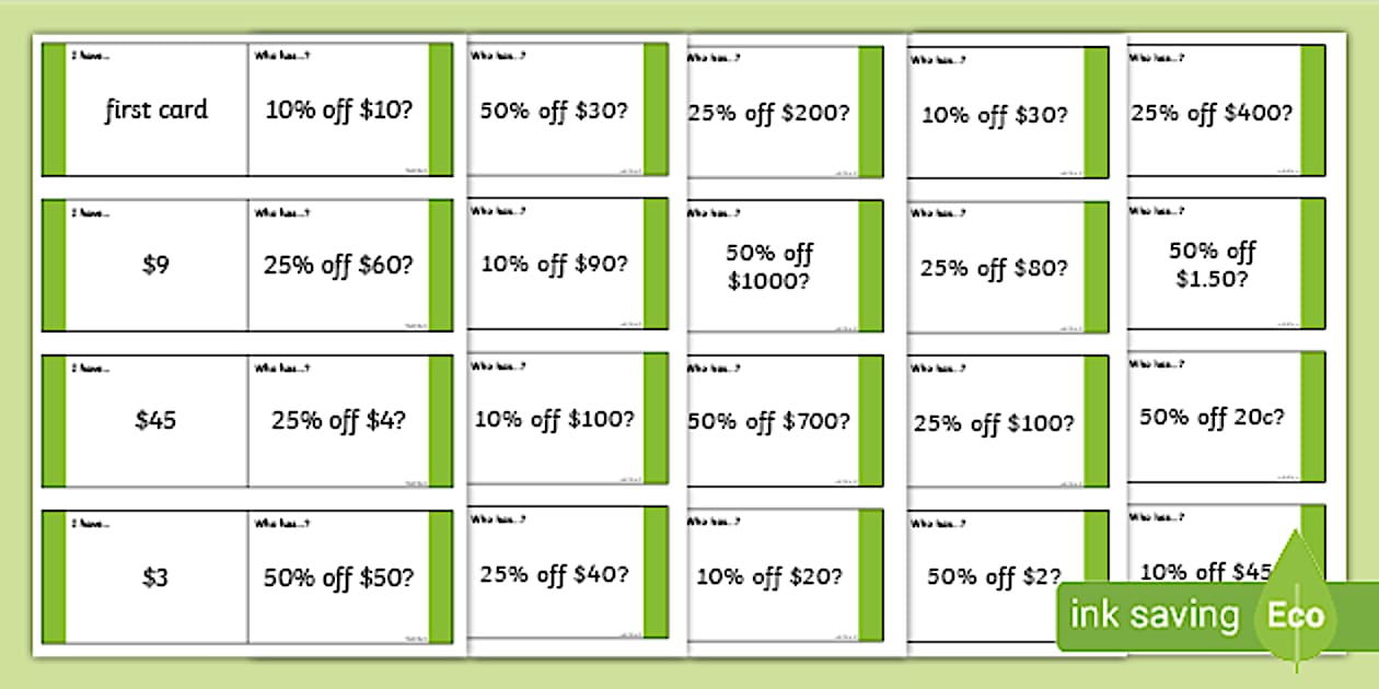 Percentages of Money in Dollars Loop Cards | Twinkl - Twinkl