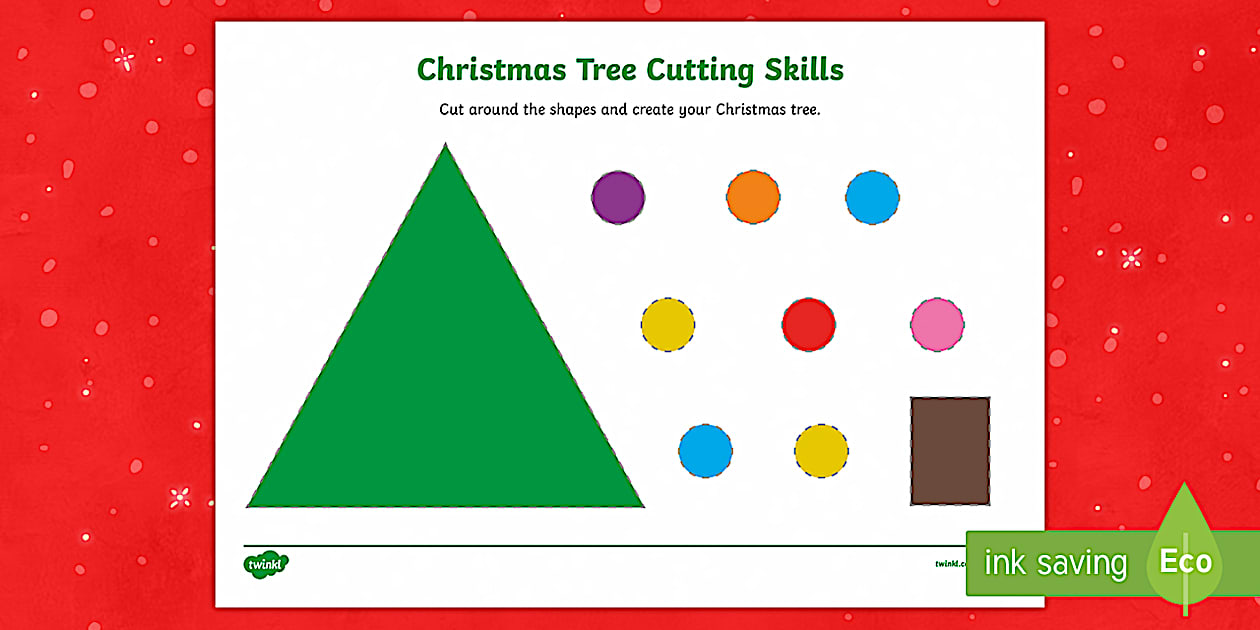 Black and White Christmas Tree Scissor Skills Activity