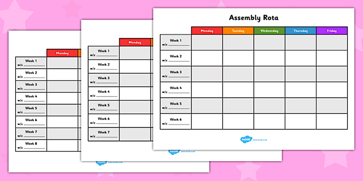 Editable Assembly Rota (teacher made) - Twinkl