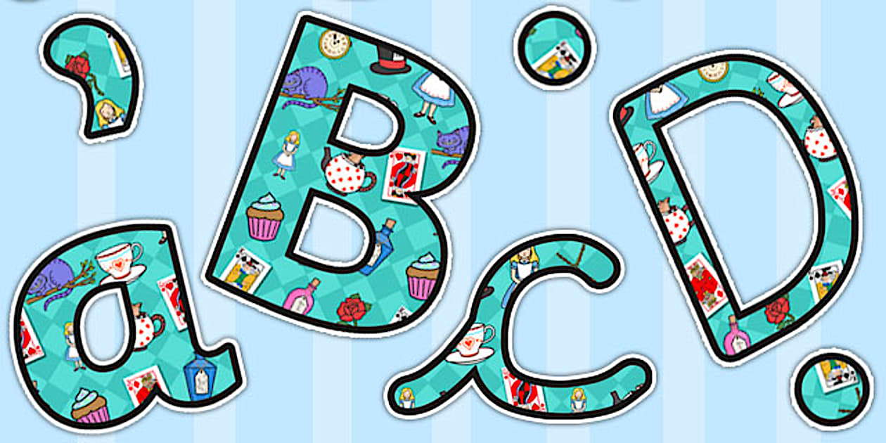 Cursive Alice in Wonderland Themed A4 Display Lettering Lowercase