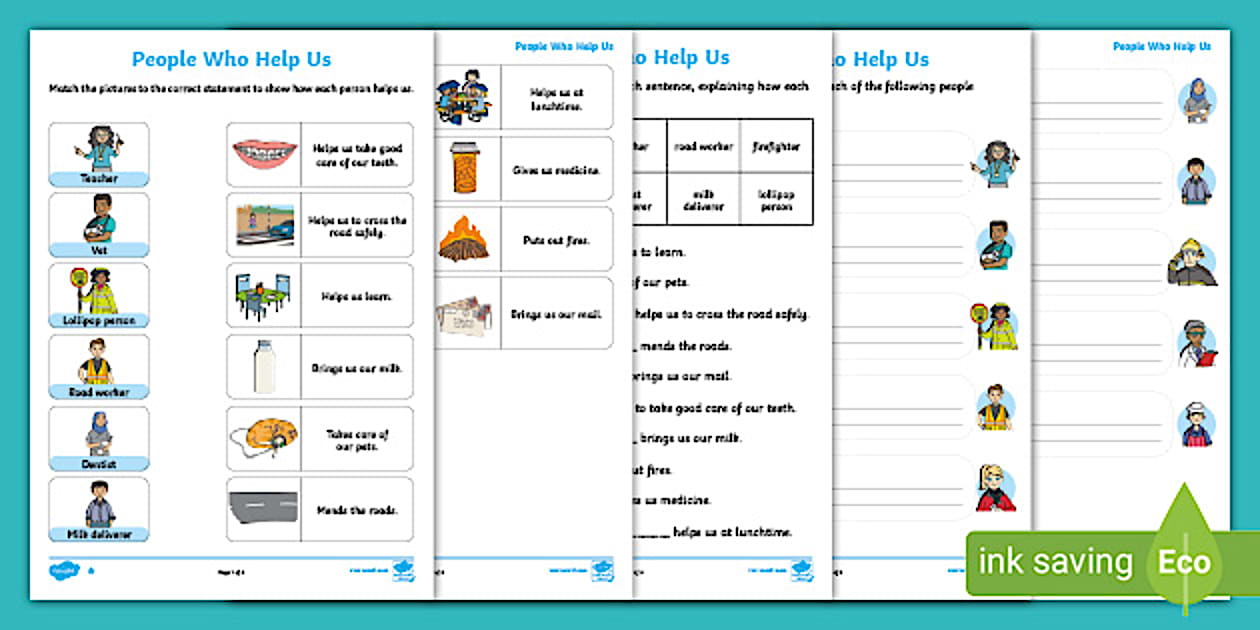 People Who Help Us KS1 Fill in the Blanks Worksheet - Twinkl