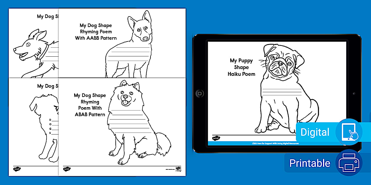 Dog Shape Poem Templates for Kids | Twinkl USA - Twinkl