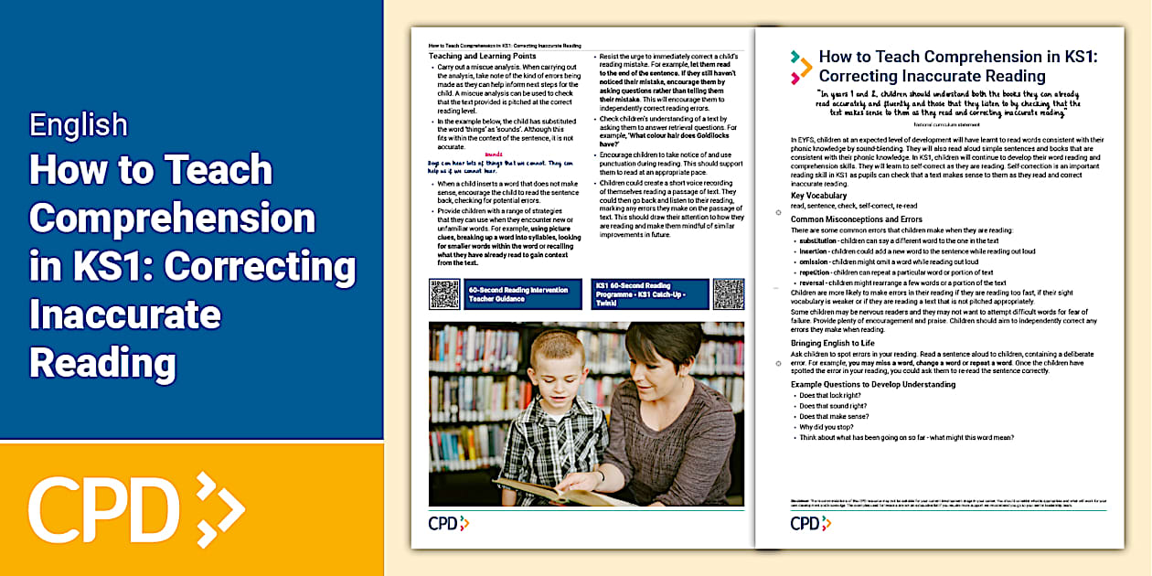 How to Teach Comprehension in KS1: Correcting Inaccurate Reading