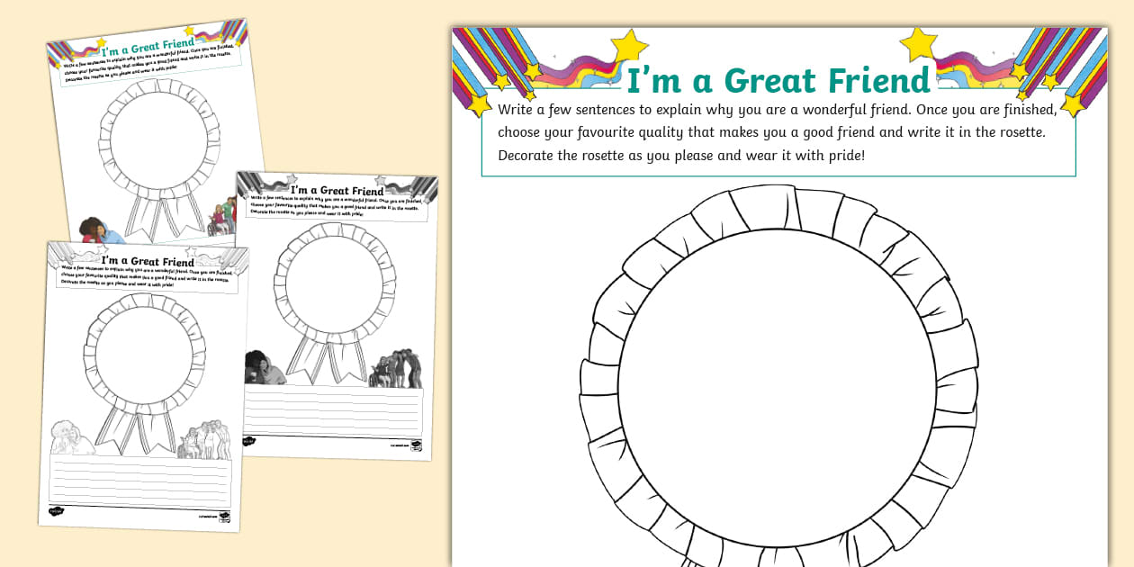 I'm a Great Friend Rosette Worksheet - PSHE