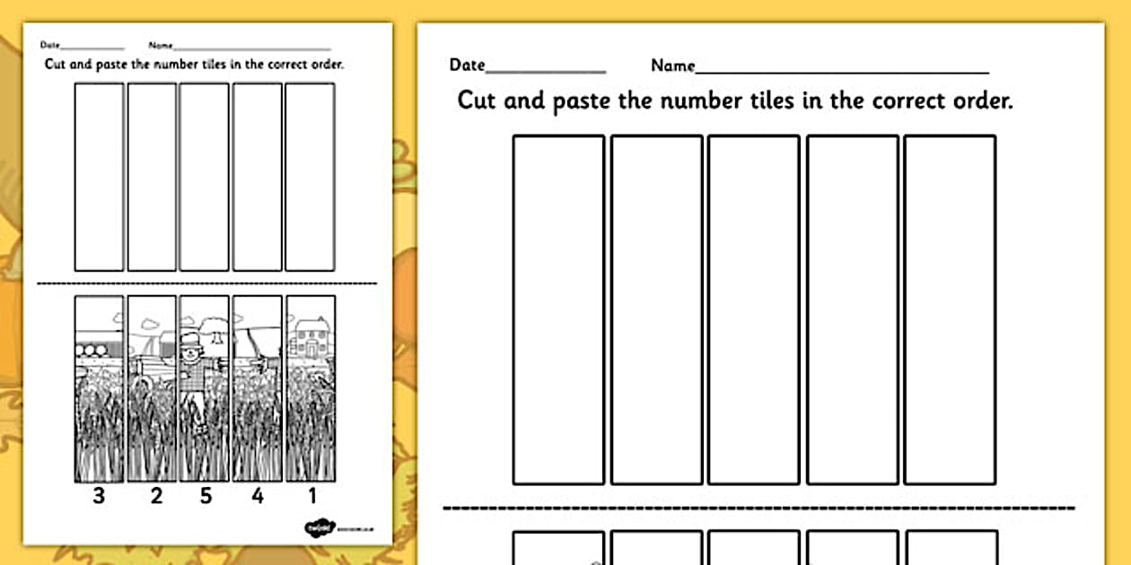 Harvest Number Sequencing Puzzle (teacher made) - Twinkl