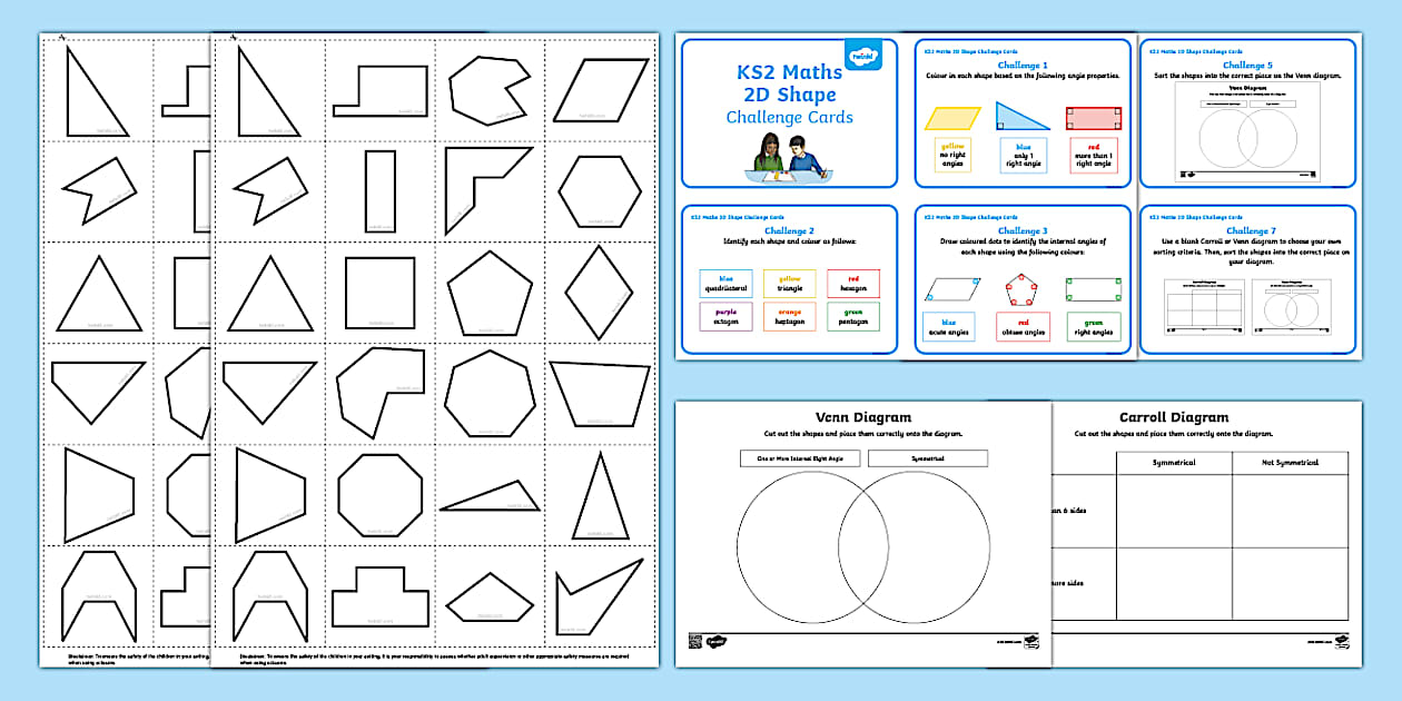 👉 KS2 Maths 2D Shape Challenge Cards (teacher made)
