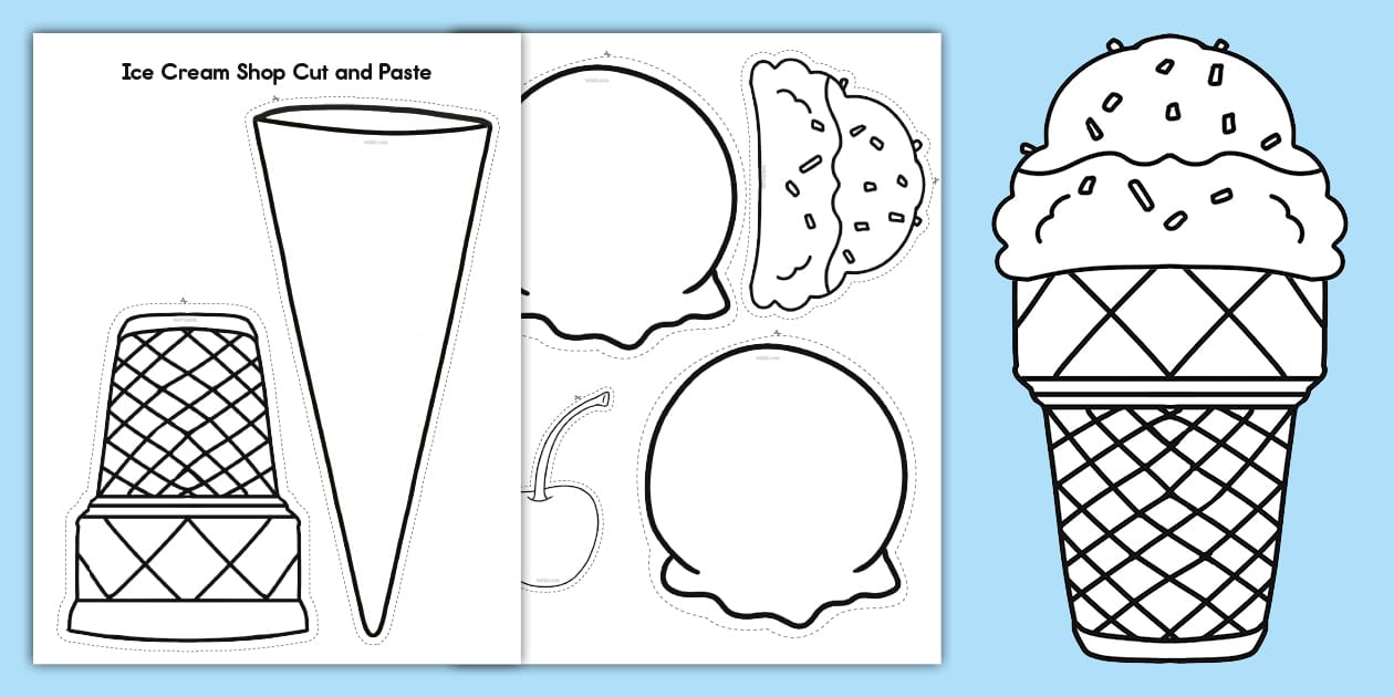 Ice Cream Cone Cut and Paste Worksheet (teacher made)