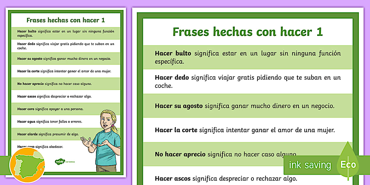 Póster A4: Frases hechas con hacer 1 - Twinkl