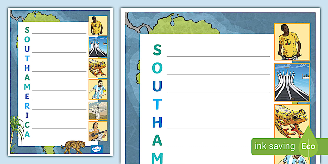 South America Acrostic Poem Template (Teacher-Made) - Twinkl