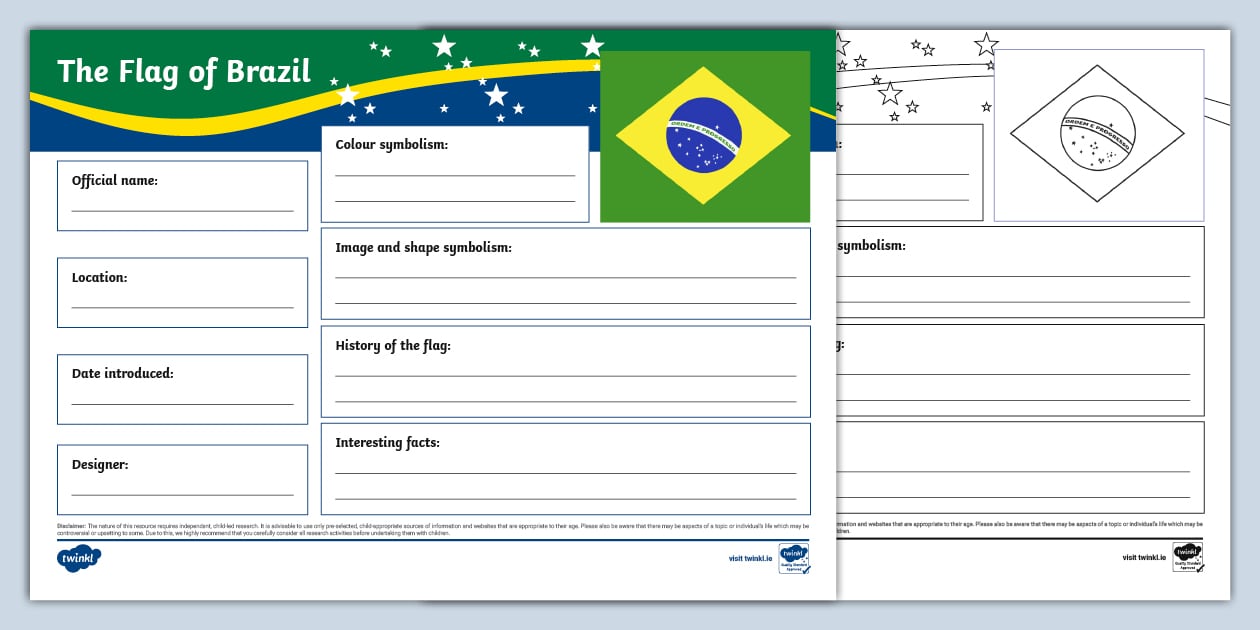 Brazil Flag Fact File Template (Lehrer gemacht) - Twinkl