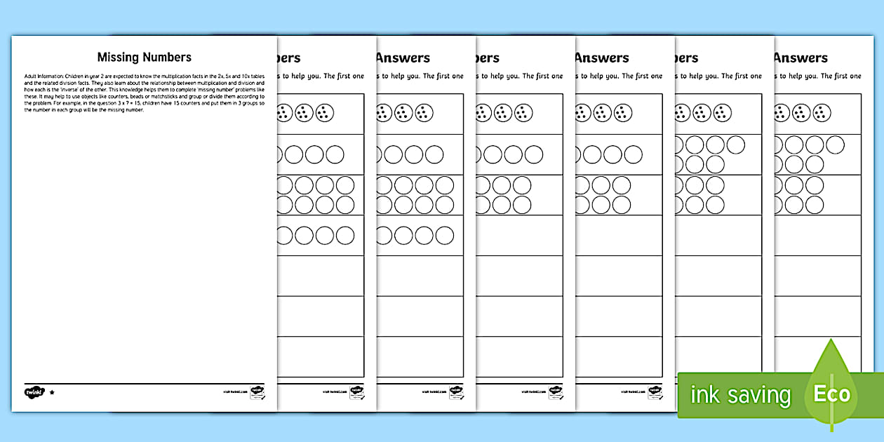 Year 2 Maths Times Tables Missing Numbers Homework Worksheet / Worksheet
