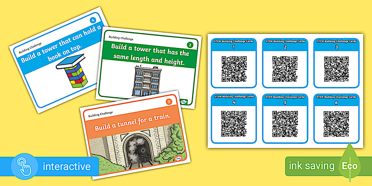 STEM Building Challenge Cards with QR Codes Ι Twinkl