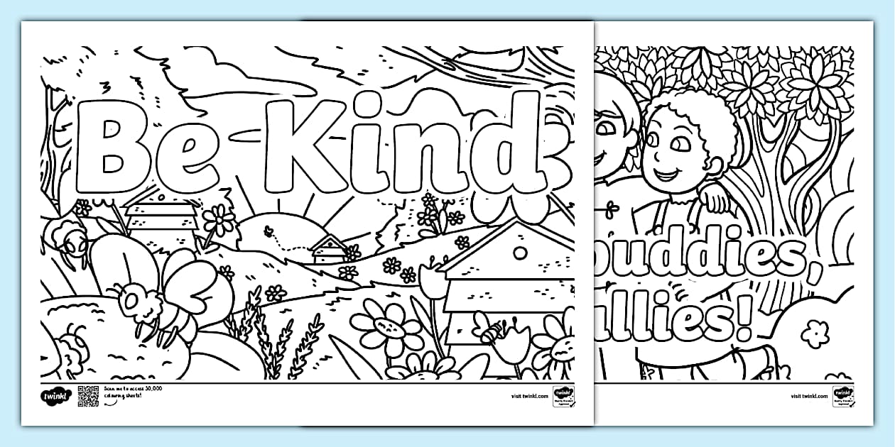 Be Kind Positive Colouring Pages (teacher made) - Twinkl
