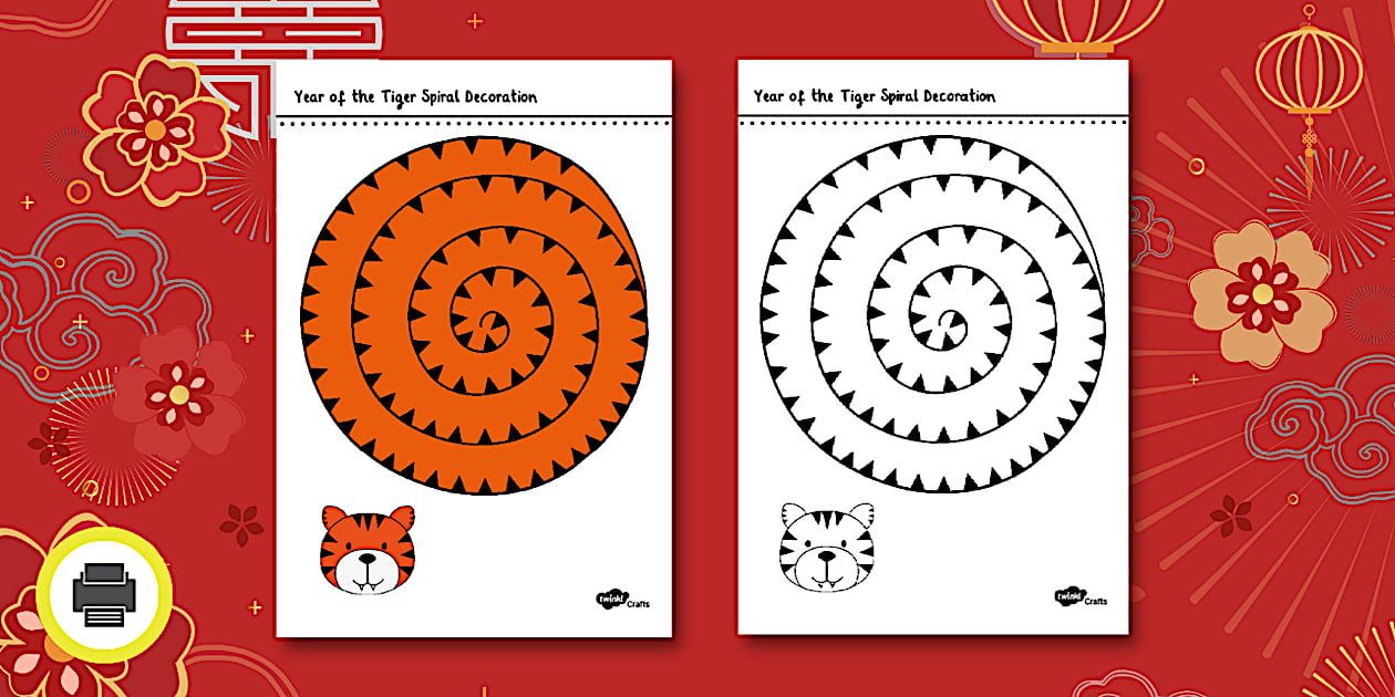 Spiral Tiger Printable - Chinese New Year Activity - Twinkl