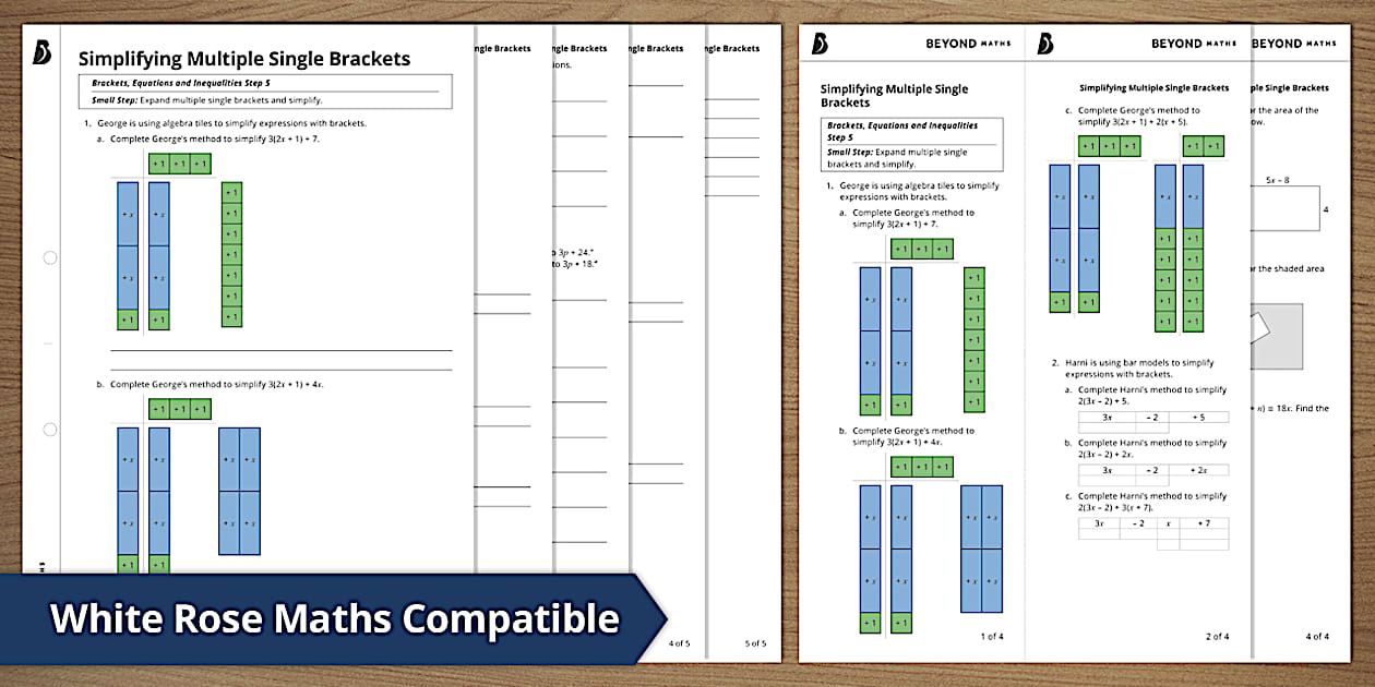 👉 Simplifying Multiple Single Brackets (teacher made)