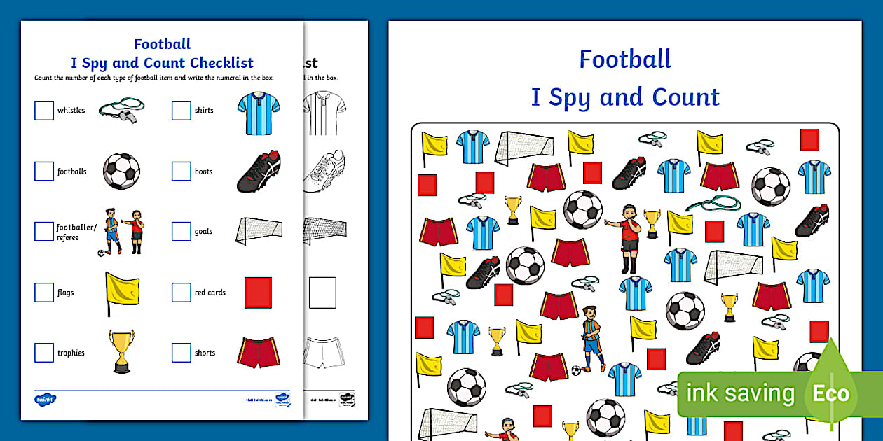 Football-Themed I Spy and Count Activity to 20 - Twinkl