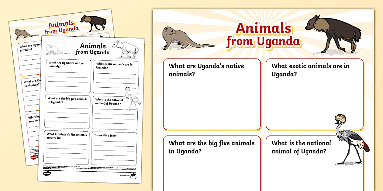 Animals from Uganda Fact File Template (teacher made)