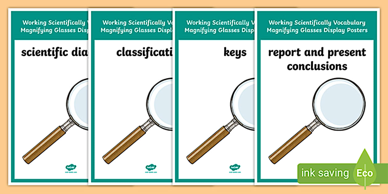 UKS2 Working Scientifically Vocabulary Magnifying Glasses Display Posters