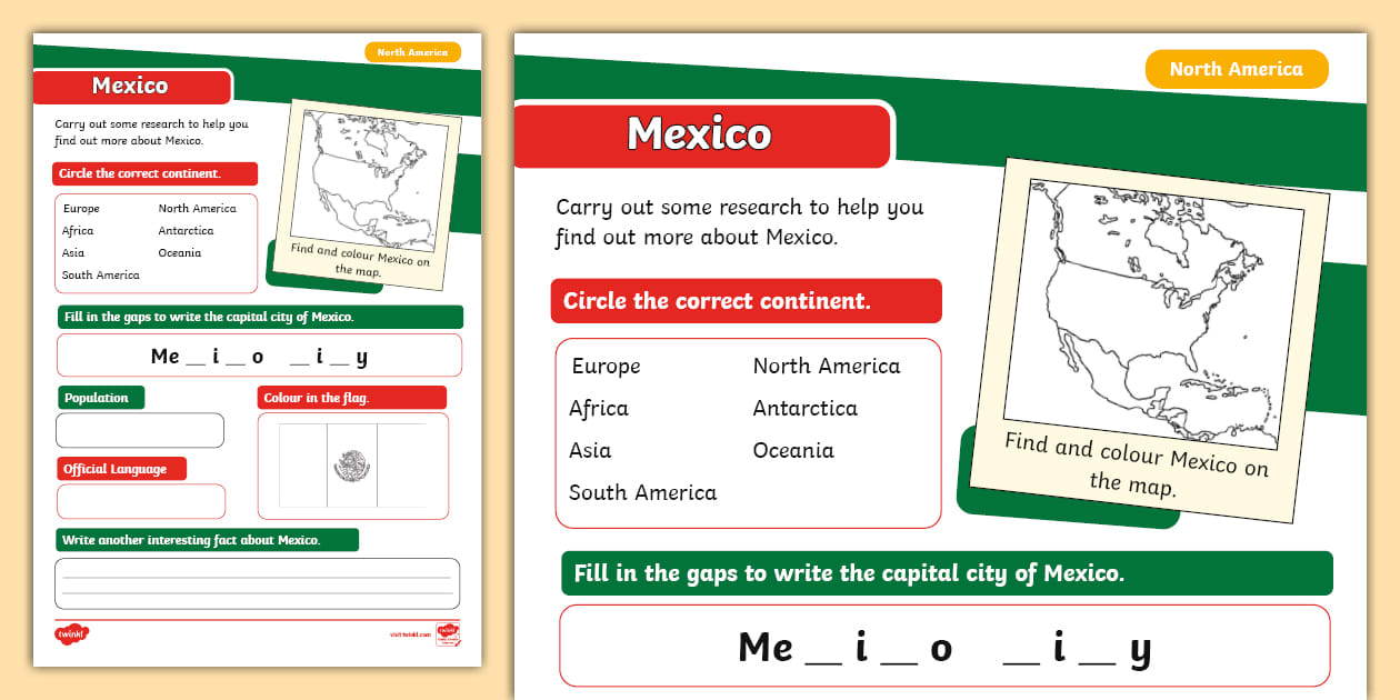 KS1 Mexico Research Activity (teacher made) - Twinkl