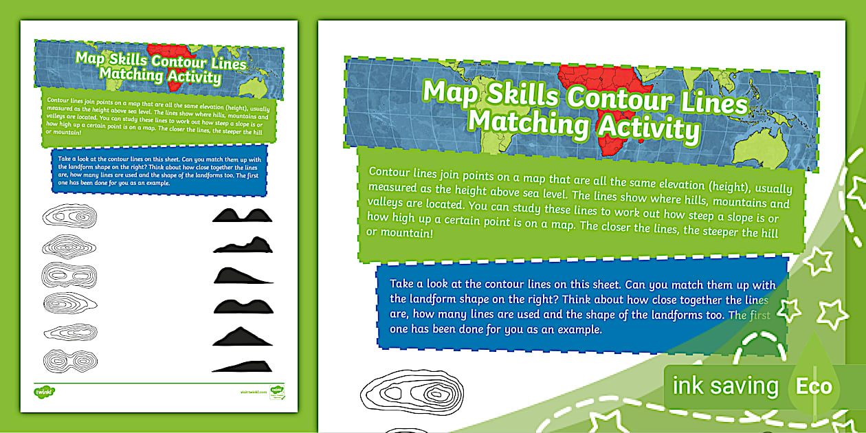 Map Skills Contour Lines Matching Activity (teacher made)