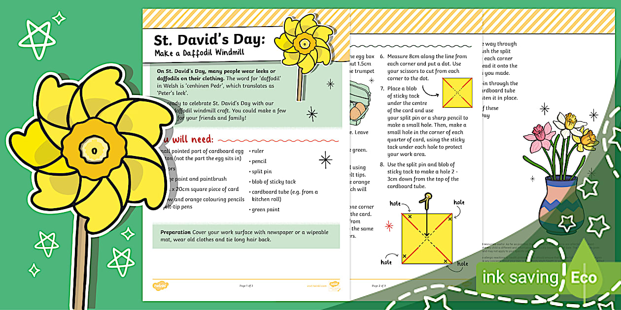 Make a Daffodil Windmill | St. David's Day Crafts