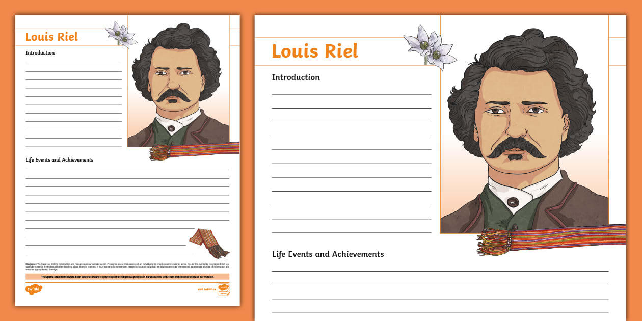 FREE! - Louis Riel Grades 4-6 Biography Template - Twinkl