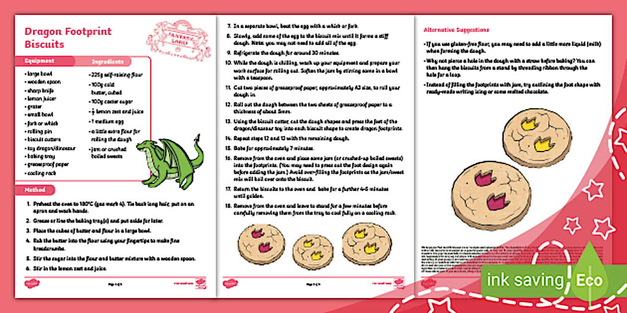 Dragon Footprint Biscuits Recipe (teacher made) - Twinkl
