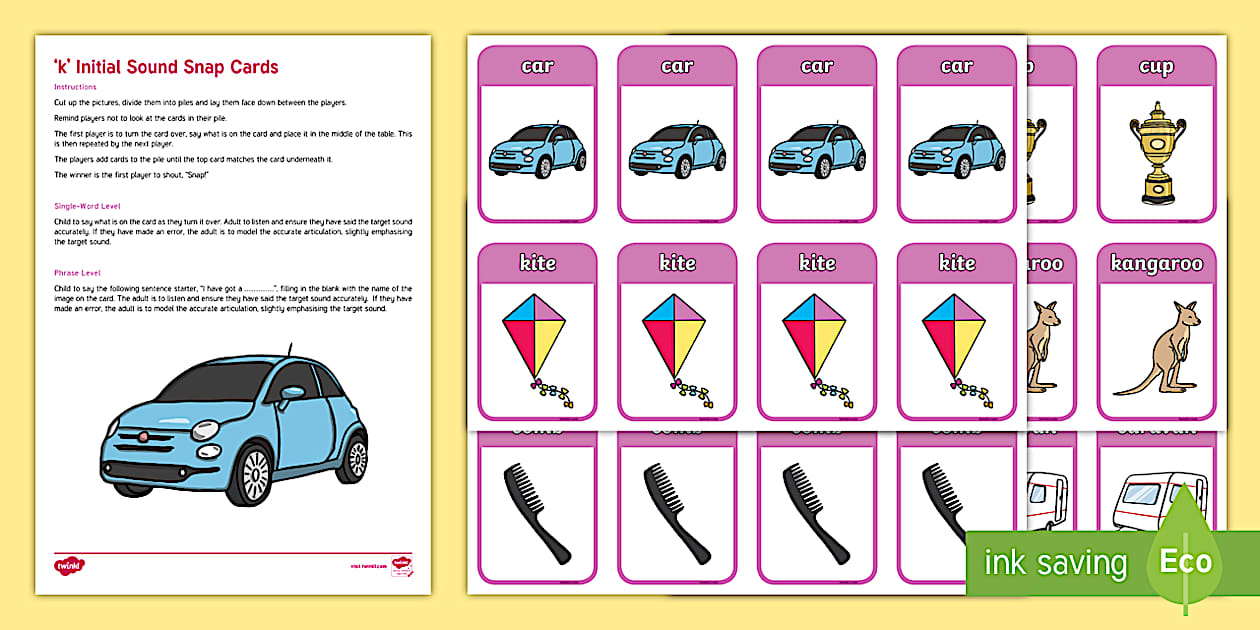 /k/ Initial Sound Snap Card Game - Twinkl